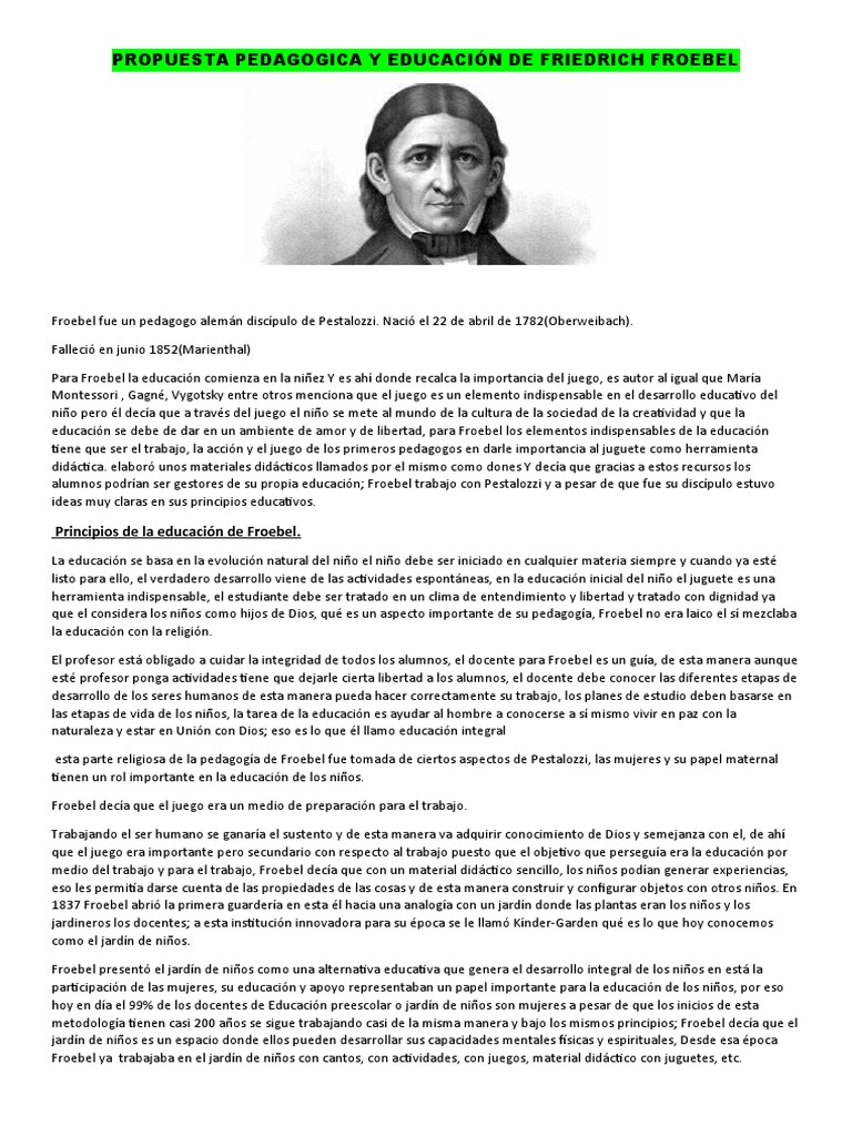 Principios de Froebel | PDF | Educación de la primera infancia