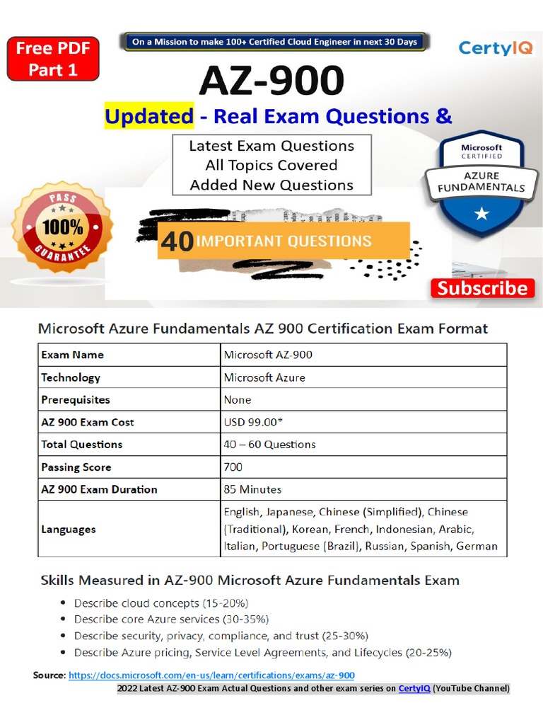 CertyIQ AZ-900 UpdatedExam Dumps - 2022 Part 1 | PDF | Cloud Computing ...