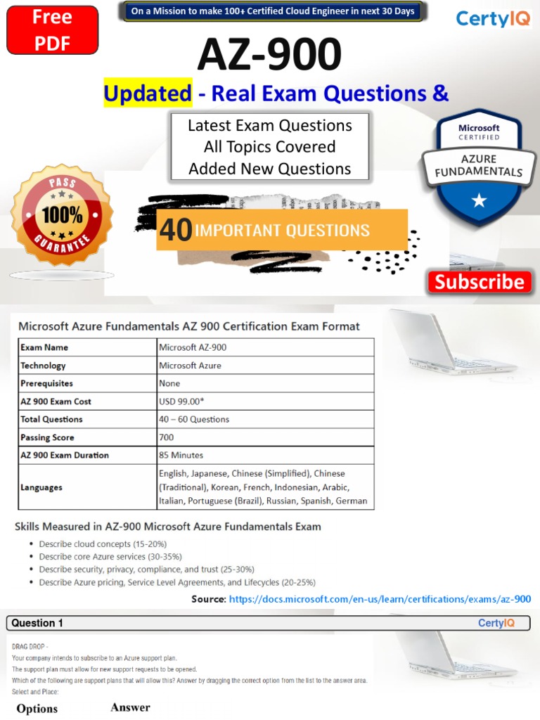 CertyIQ AZ900 40 Important Real Exam Questions - 2022 | PDF | Cloud Computing | Microsoft Azure