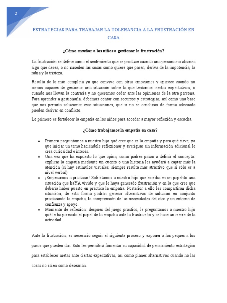 Estrategias para Trabajar La Tolerancia A La Frustración | PDF | Empatía | Las emociones