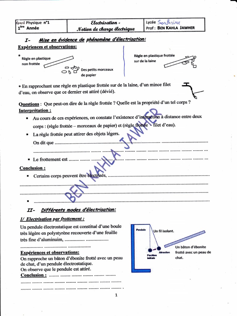 Électrisation par frottement expliquée | PDF