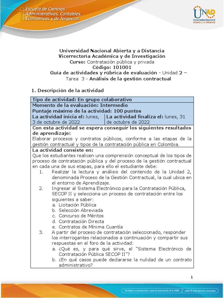 Guía de Actividades y Rúbrica de Evaluación - Unidad 2 - Tarea 3 - Análisis de La Gestión ...