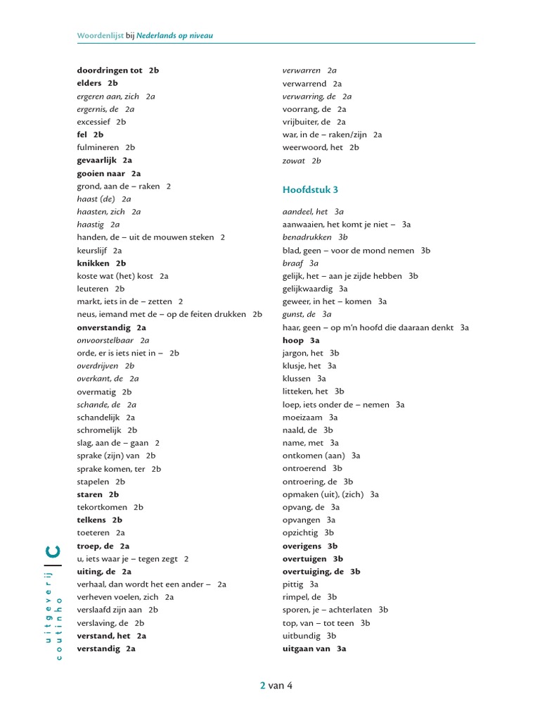 Woordenlijst Per Hoofdstuk 2 Pdf