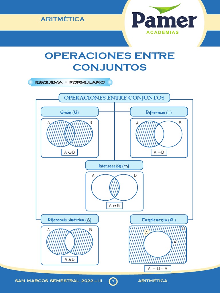 ARITMÉTICA - S8 - Operaciones Entre Conjuntos | PDF