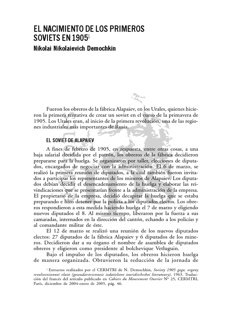 1905 - El Nacimiento de Los Primeros Soviets en 1905 | PDF | Leon Trotsky | Labor