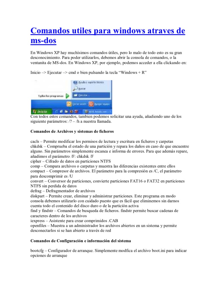 Comando Utiles para Windows | PDF | Archivo de computadora | Protocolos ...