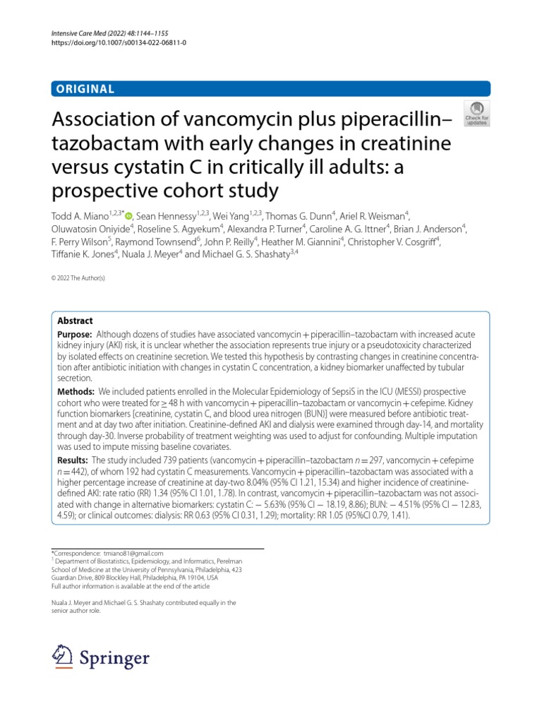 Miano Et Al-2022-Intensive Care Medicine | PDF | Creatinine | Medical Specialties