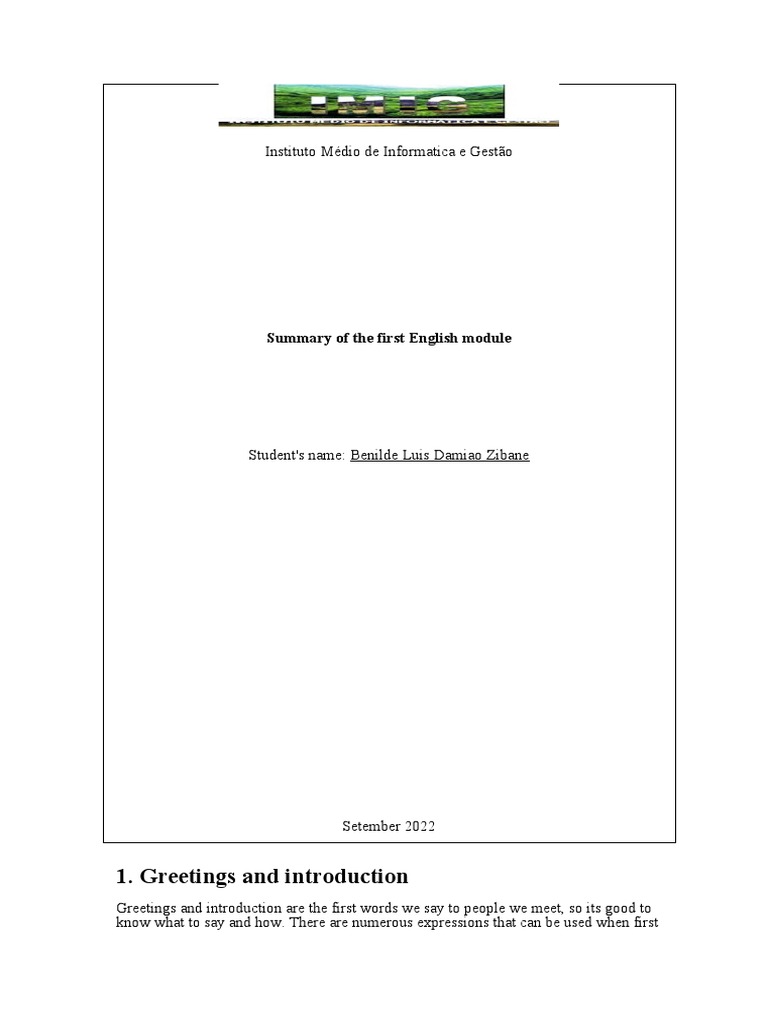 IMIG-1st Module | PDF | Question | English Language