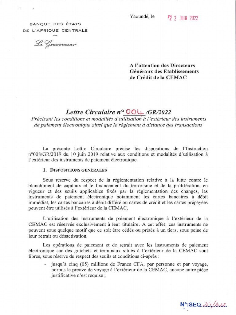 Lettre Circulaire N 004 GR 2022 01 | PDF