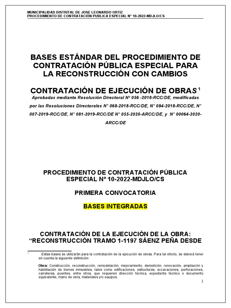 Bases Integradas Pec #10-2022-Mdjlo-Cs | PDF