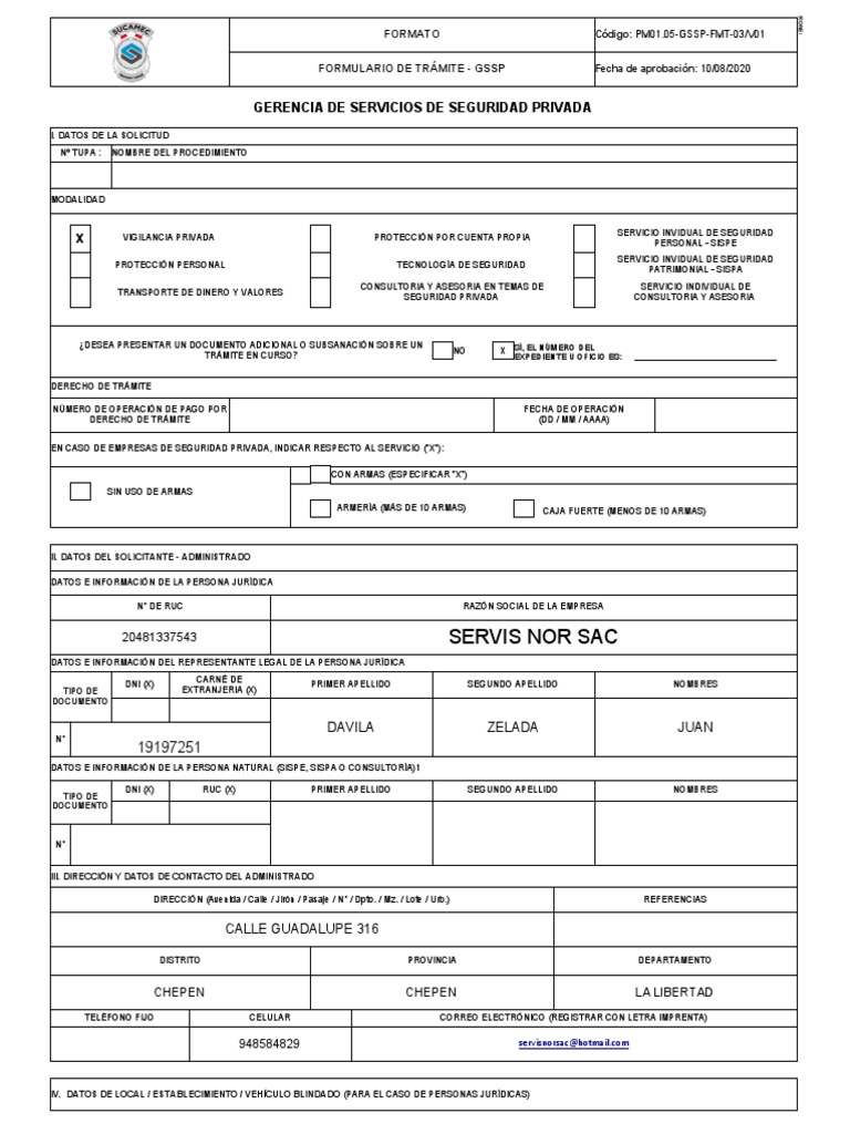 Formulario de Trámite - GSSP 1 | PDF | Justicia | Crimen y violencia