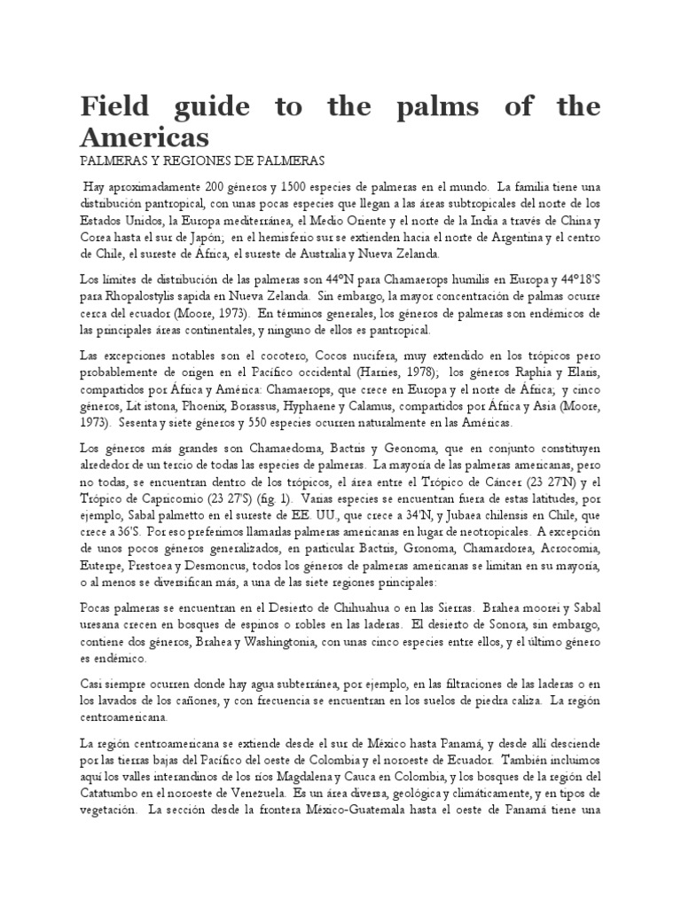 Field Guide To The Palms of The Americas | PDF | Arecaceae | Centroamérica