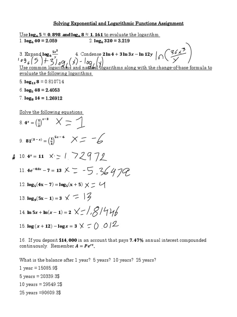 Algebra 2 Unit 6 Solving Exponentialand Logarithmic Functions ...