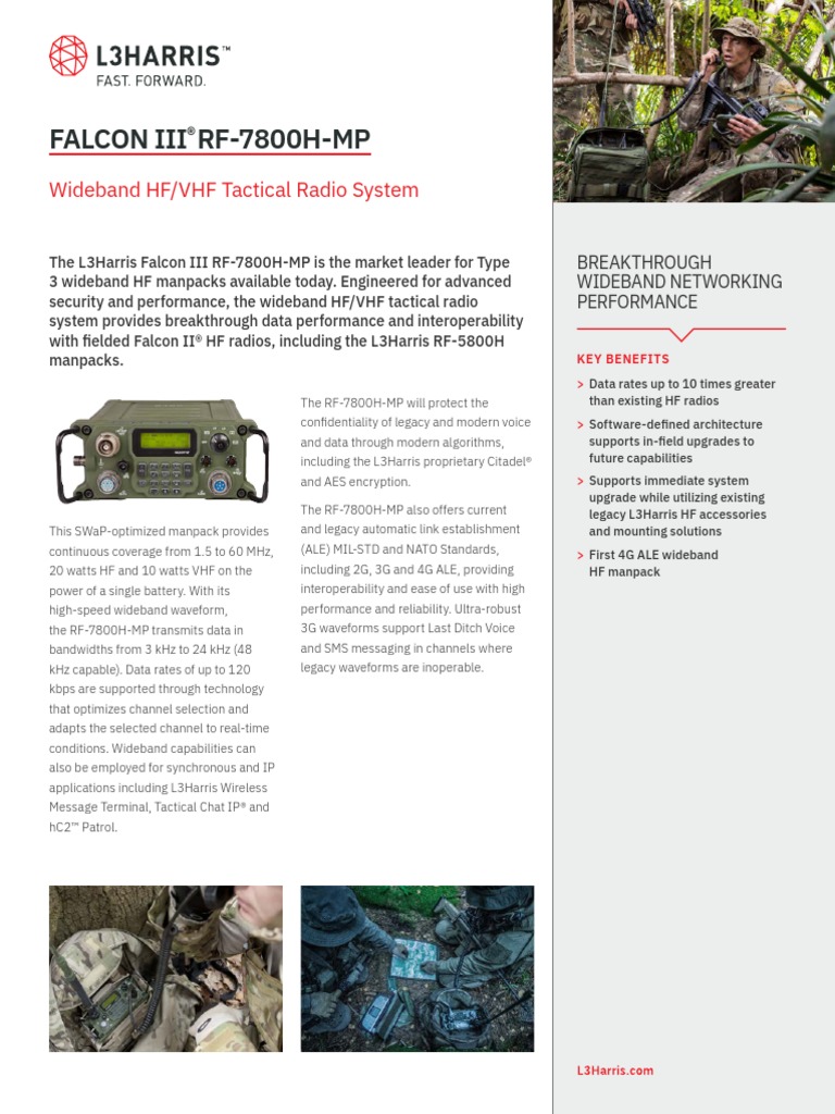 Cs Tcom RF 7800h MP Wideband HF VHF Tactical Radio System Datasheet | PDF | Frequency Modulation ...