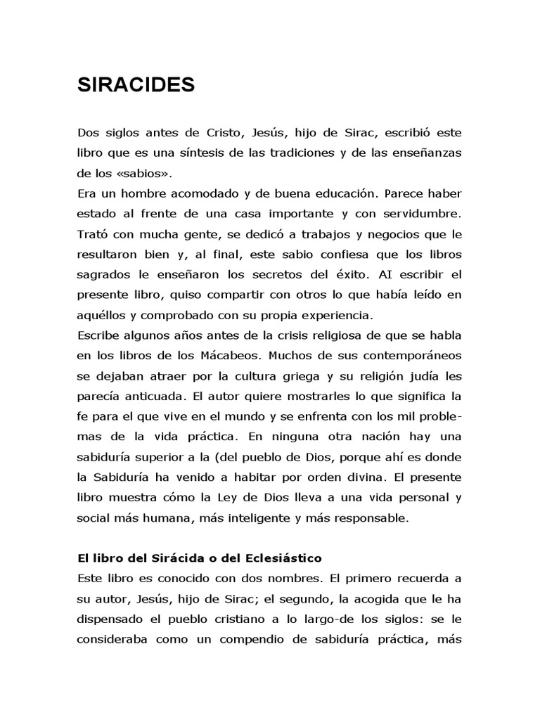 Siracides Pdf Eclesiastés