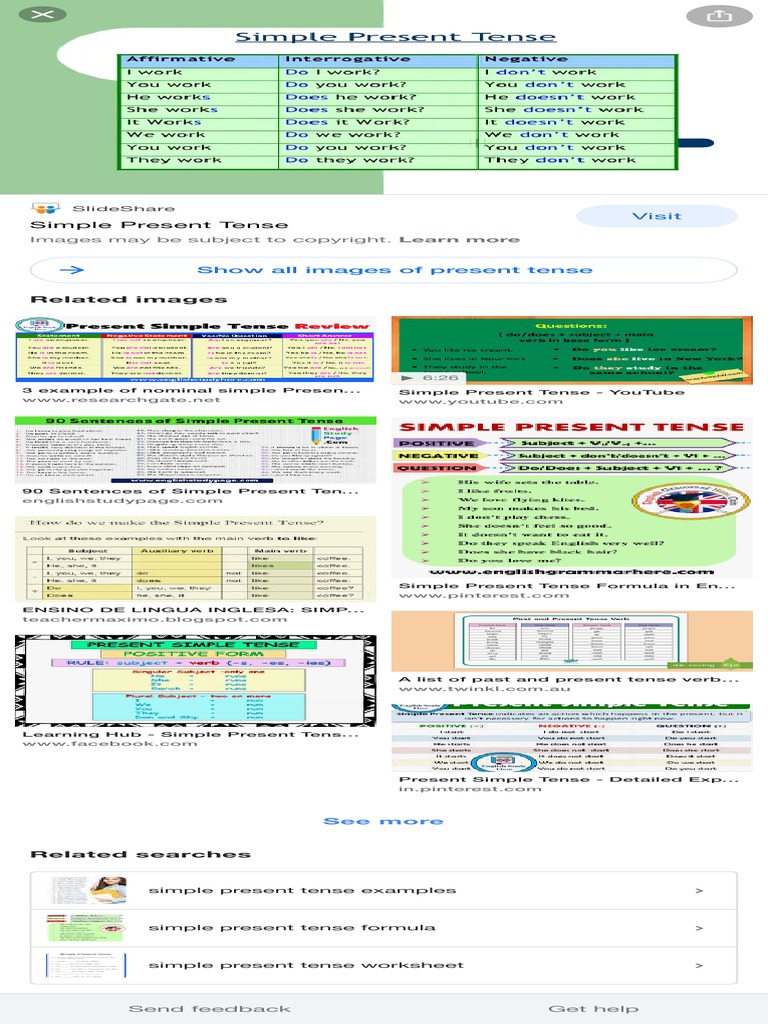 Present Tense - Google Search | PDF | Grammatical Tense | Languages