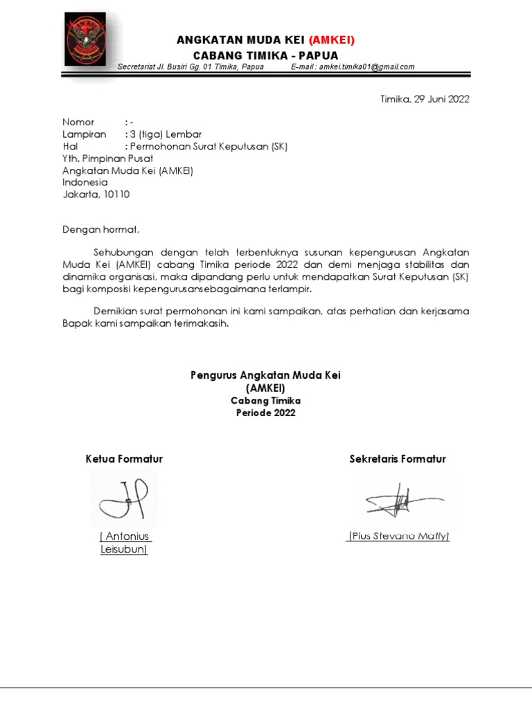 Contoh Permohonan SK Cabang | PDF