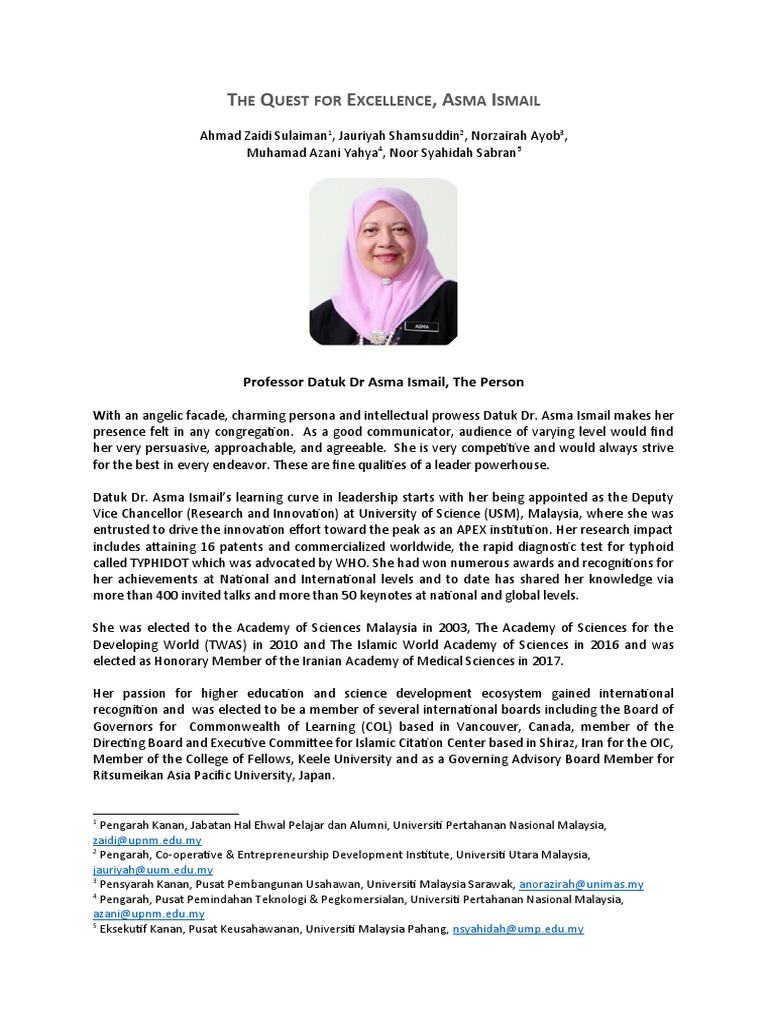 Asma Ismail: Leadership in Education | PDF | Entrepreneurship | Mindset