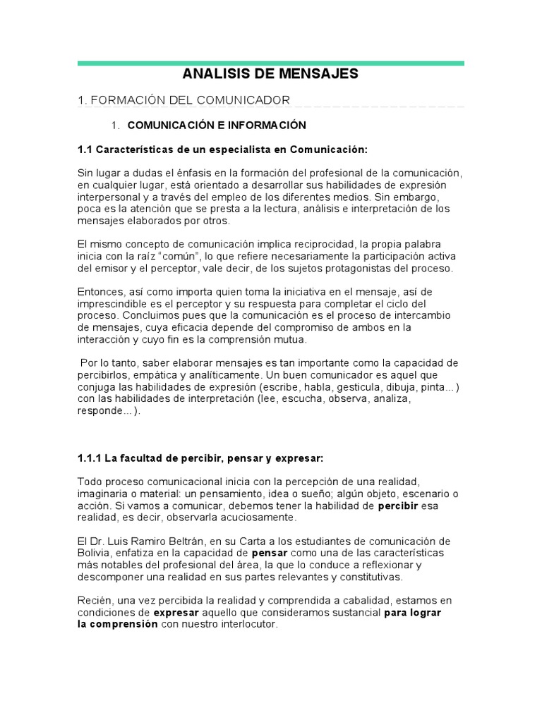 Analisis de Mensajes | PDF | Comunicación | Percepción