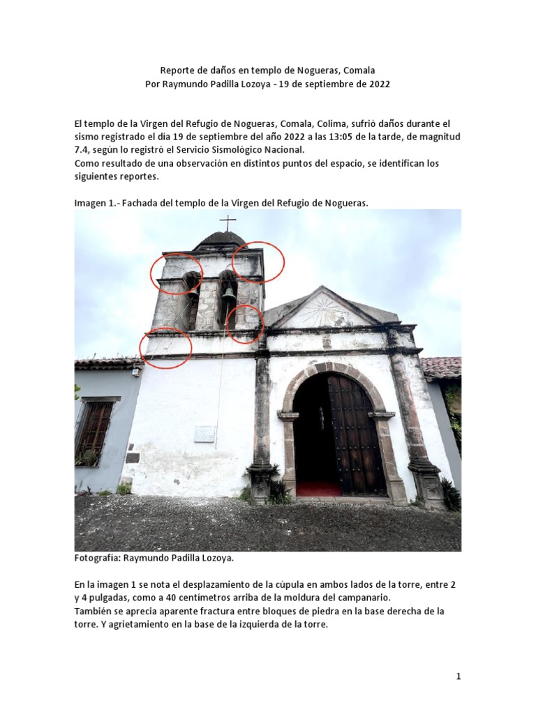 Daños Patrimoniales en Nogueras Comala Colima | PDF
