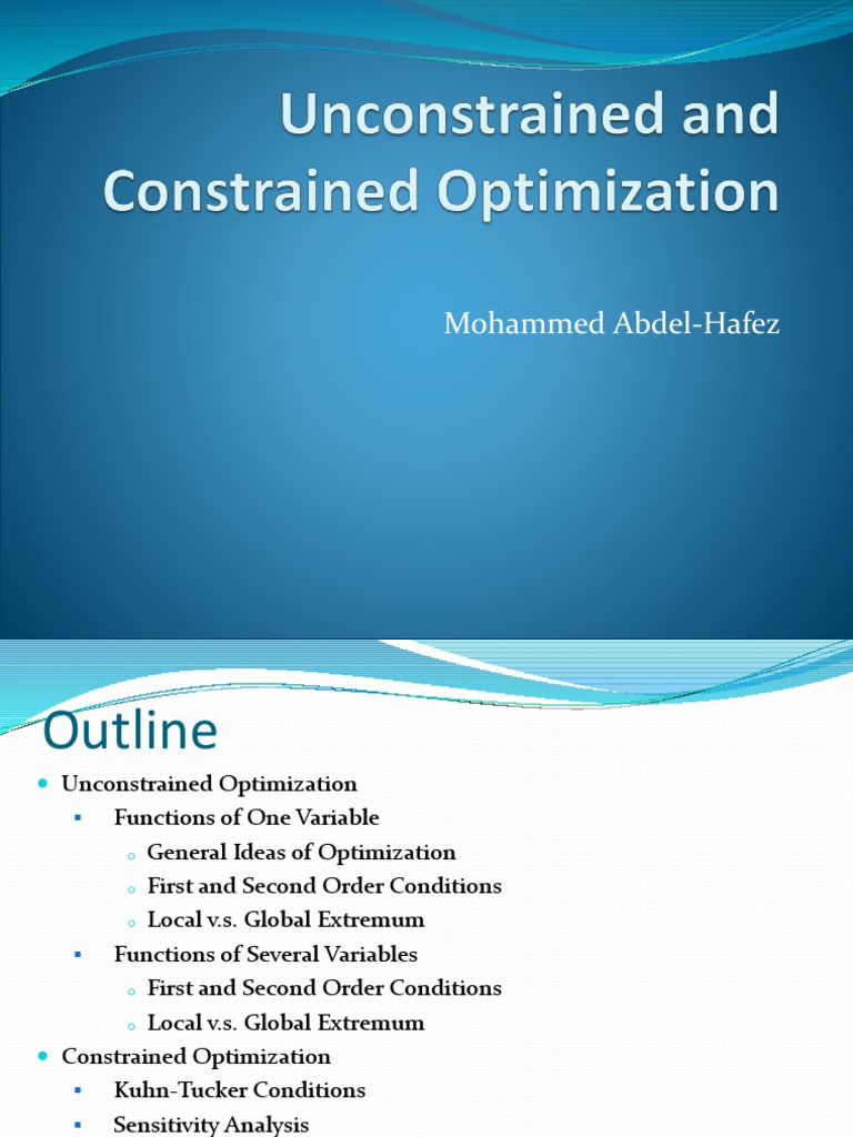 Unconstrained and Constrained Optimization | PDF