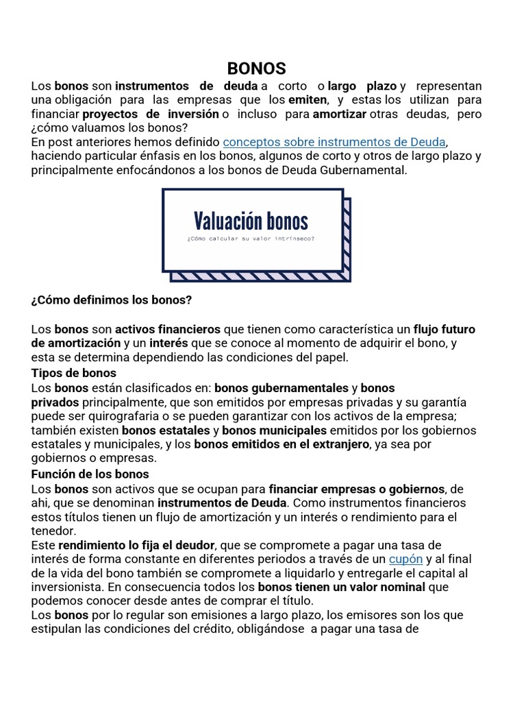 BONOS | PDF | Interés | Bonos (Finanzas)
