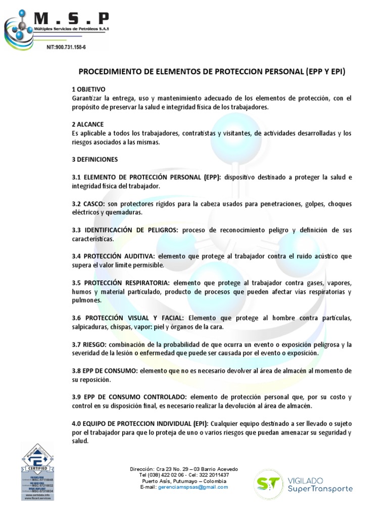 Procedimiento de EPP y EPI | PDF | Química | Materiales