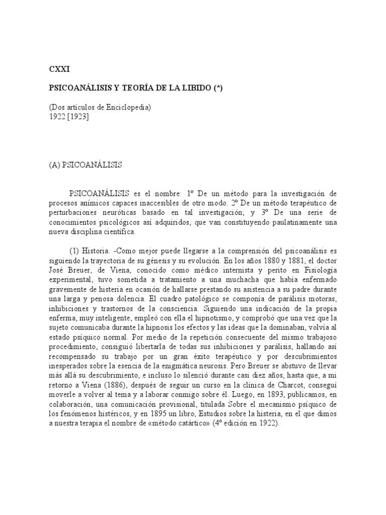 Psicoanalisis y Teoria de La Libido | PDF