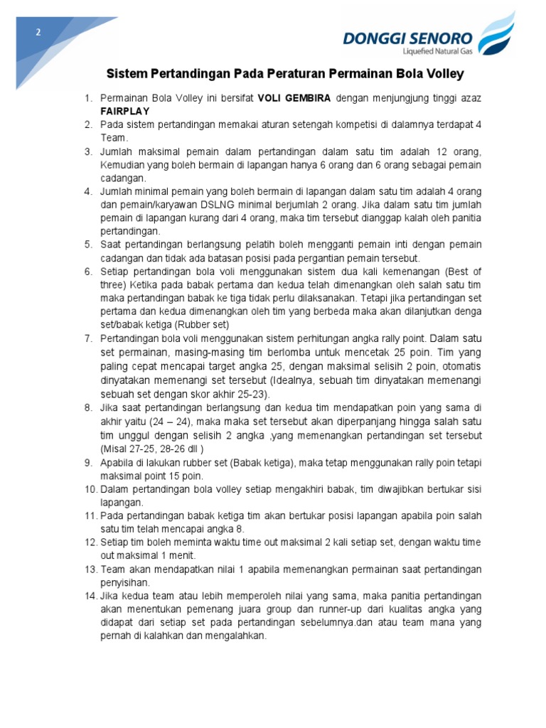 Sistem Pertandingan Pada Peraturan Permainan Bola Voli 2022 - Update 1 | PDF | Olahraga & Rekreasi