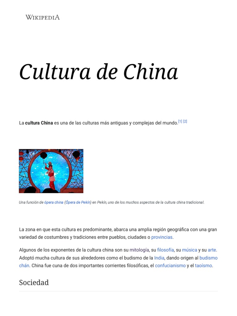 Cultura de China - Wikipedia, La Enciclopedia Libre | PDF | Cultura ...