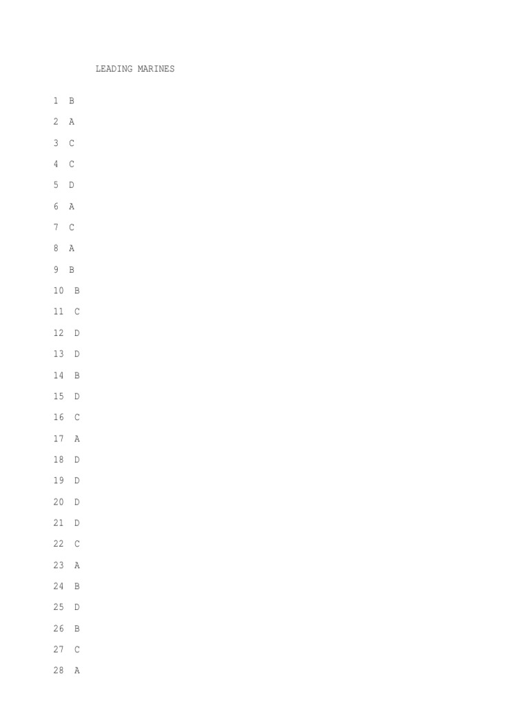 Leading Marines Test Answer Key | PDF | Technology & Engineering