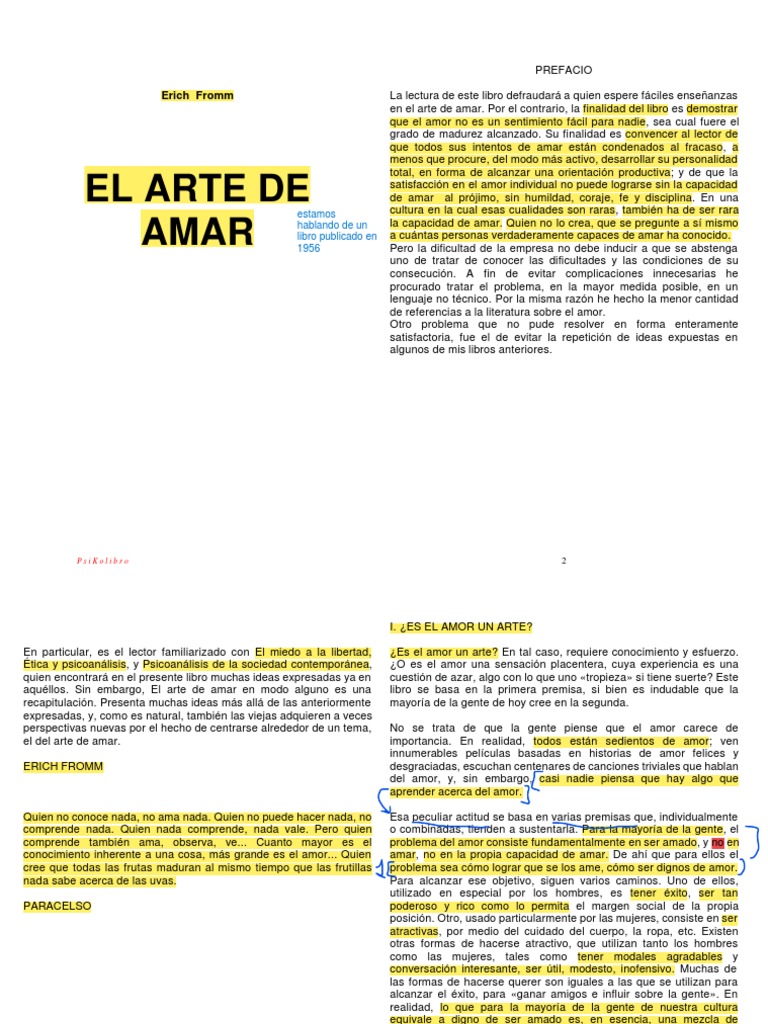 Erich Fromm El Arte de Amar | PDF | Amor | Aprendizaje