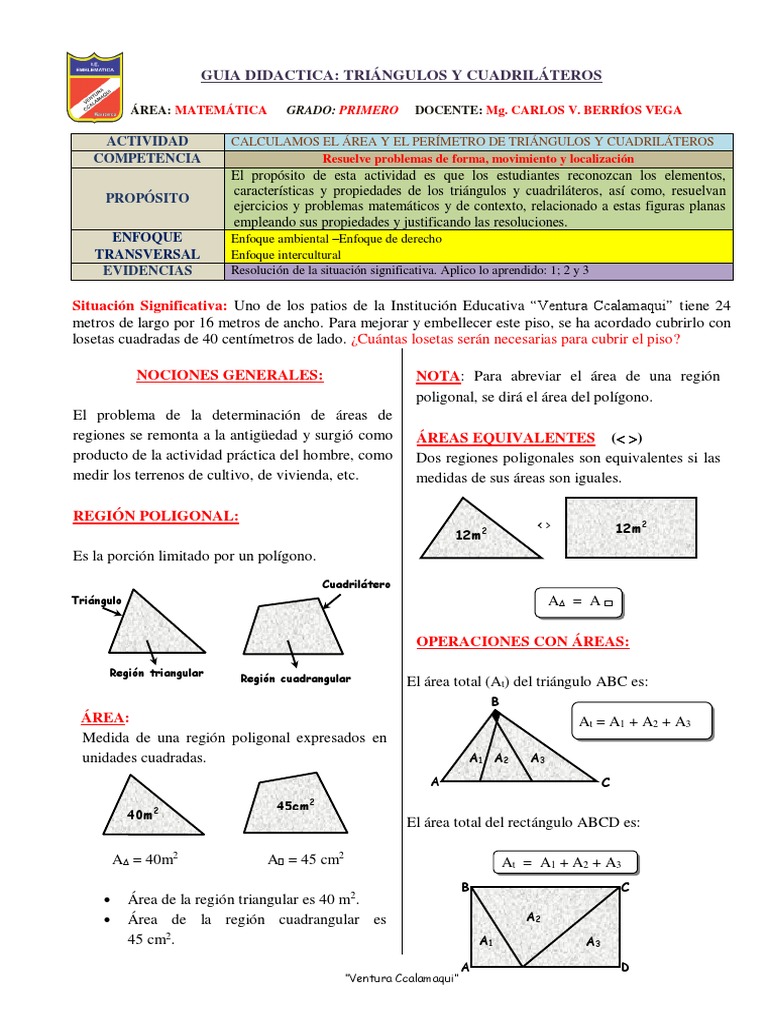 Area Triángulo-Cuadrilátero | PDF | Triángulo | Rectángulo