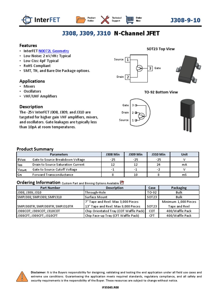 Jfet j308 j309 j310 Interfet-2887299 | PDF | Field Effect Transistor | Electromagnetism