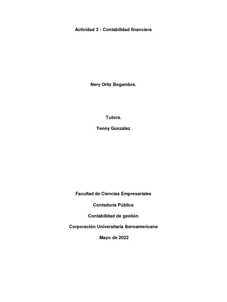 Ensayo Contabilidad Financiera | PDF | Contabilidad | Contabilidad financiera