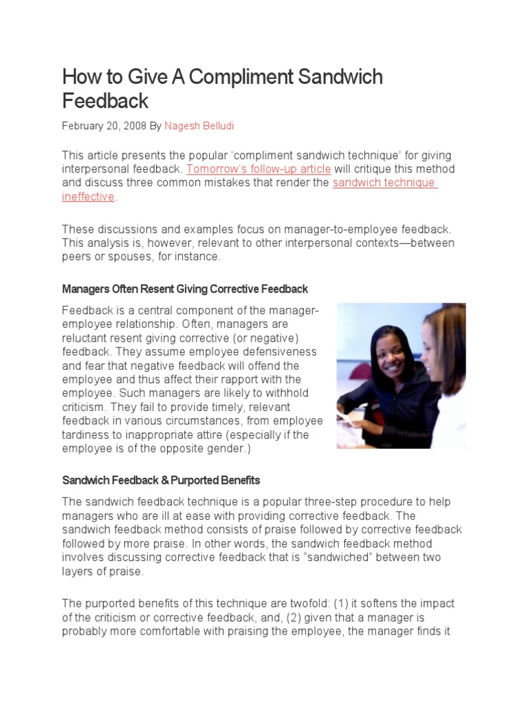 Sandwich Feedback | Download Free PDF | Feedback | Employment