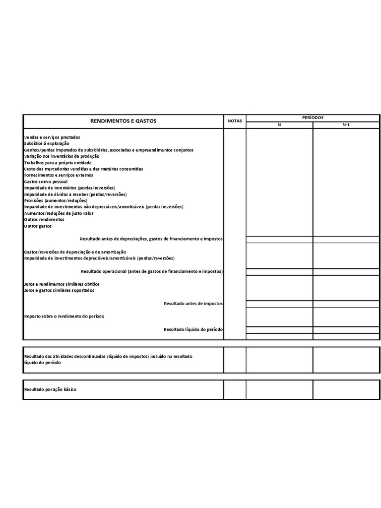 Demonstração Individual Dos Resultados Por Naturezas Modelo Geral SNC | PDF