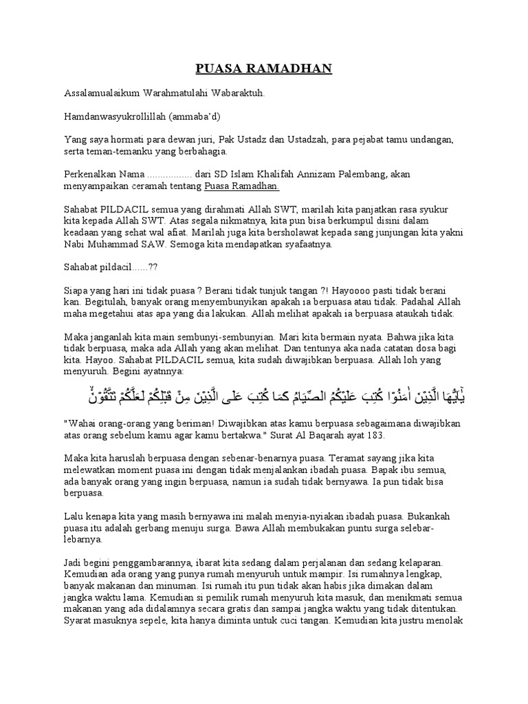 Teks Ceramah Da'i Cilik | PDF