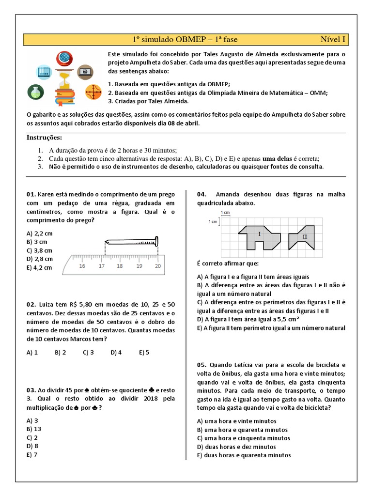Simulado OBMEP | PDF | Triângulo | Matemática