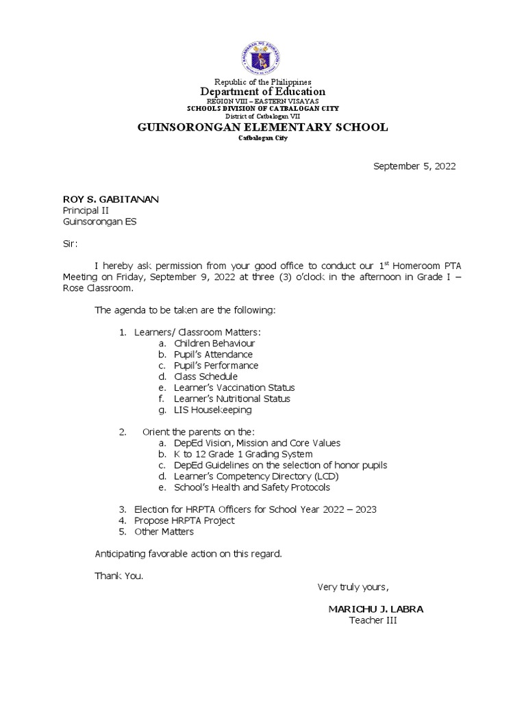 Hrpta Request Letter | PDF