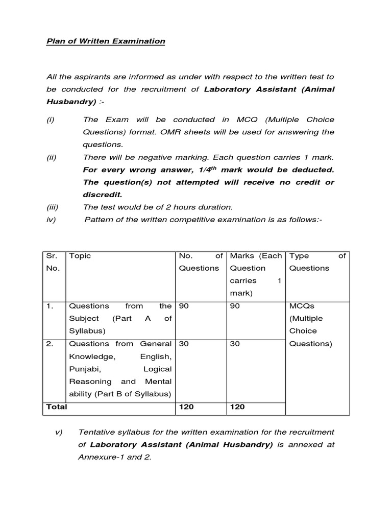 Laboratory Assistant (Animal Husbandry) | PDF