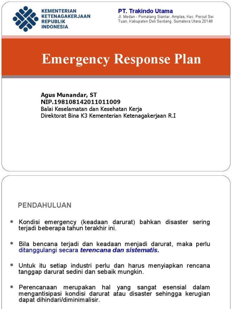 Emergency Response Plan: PT. Trakindo Utama | PDF | Sains & Matematika