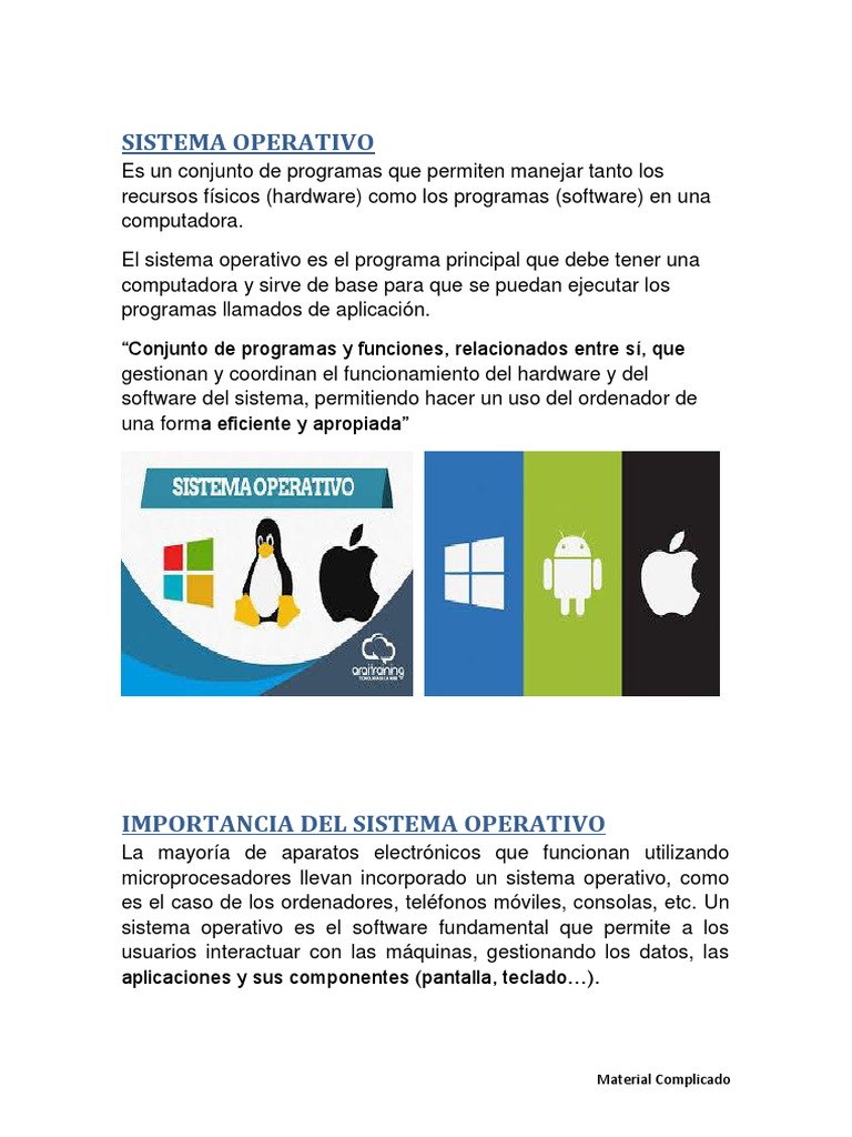 Sistema Operativo | PDF | Archivo de computadora | Sistema operativo