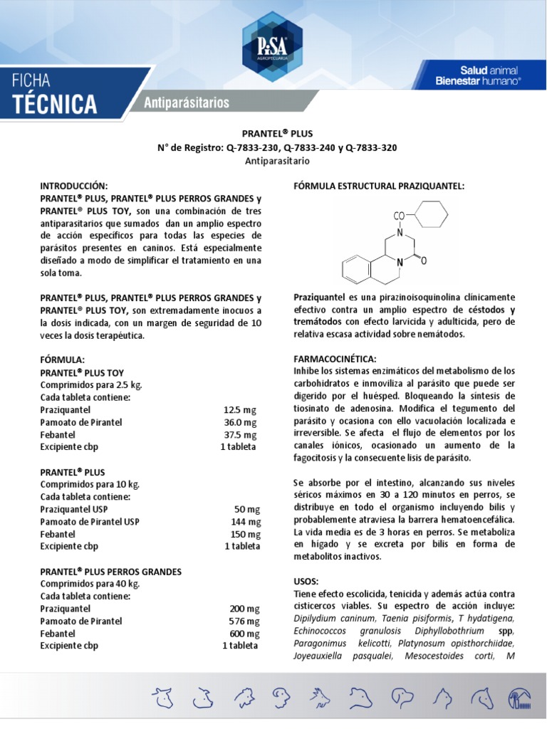 Prantel Plus | PDF | Tableta (Farmacia) | Farmacocinética