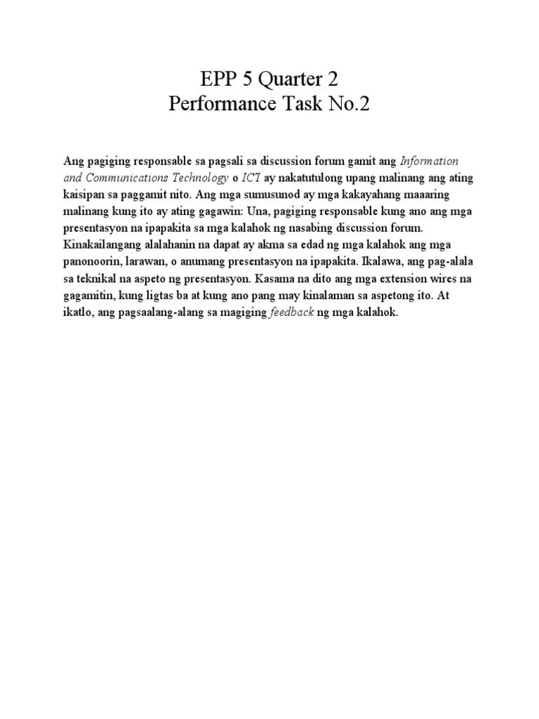 EPP 5 Quarter 2 | PDF