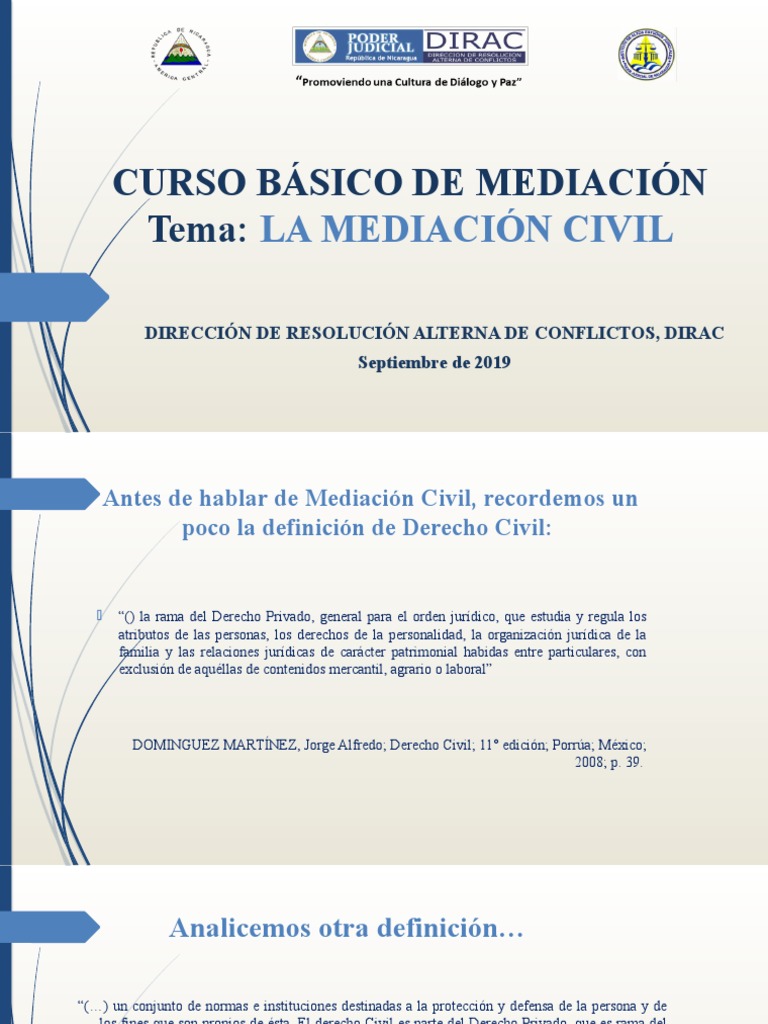 CURSO BÁSICO DE MEDIACIÓN Tema: LA MEDIACIÓN CIVIL | PDF | Mediación | Derecho Civil (Common Law)