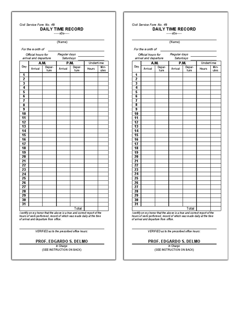 DTR Blank Form 2022 | PDF | Separation Of Powers | Public Sphere