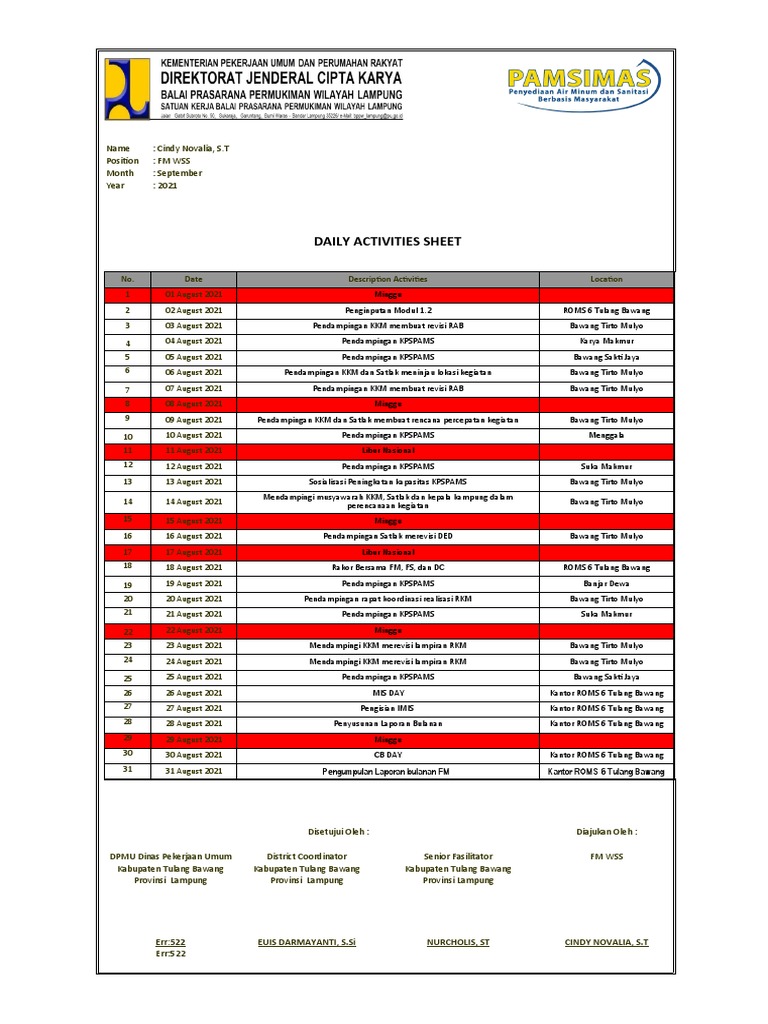 Format Timesheet - AGs 2021 | PDF