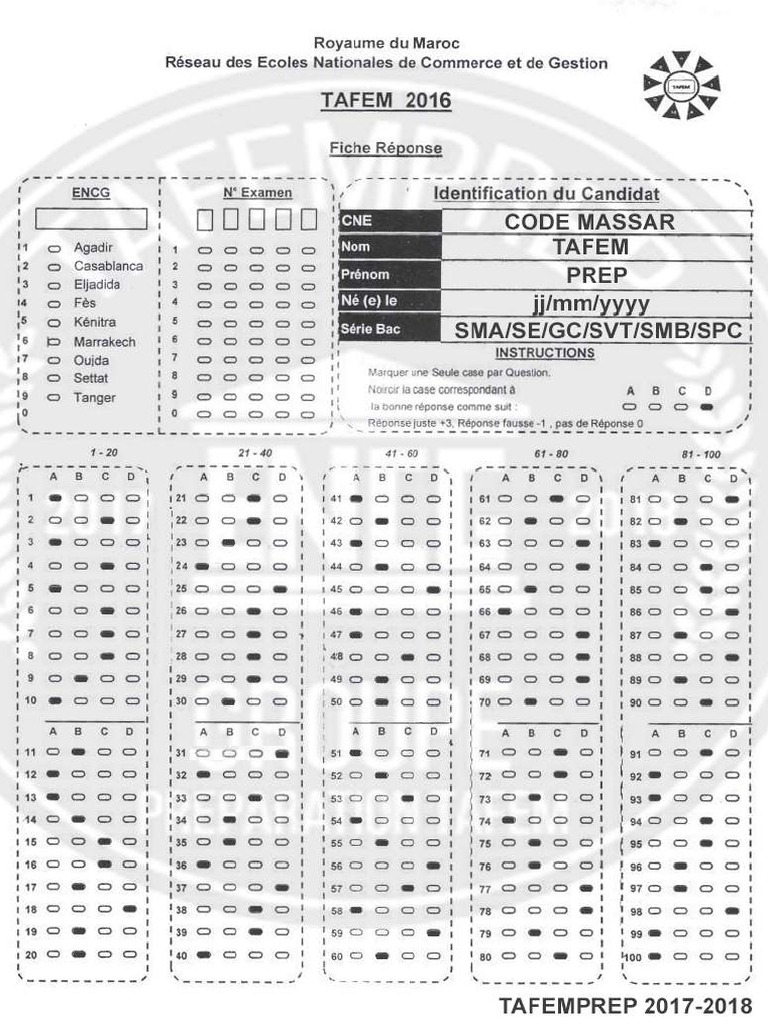 Concours ENCG TAFEM 2016 Corrige | PDF