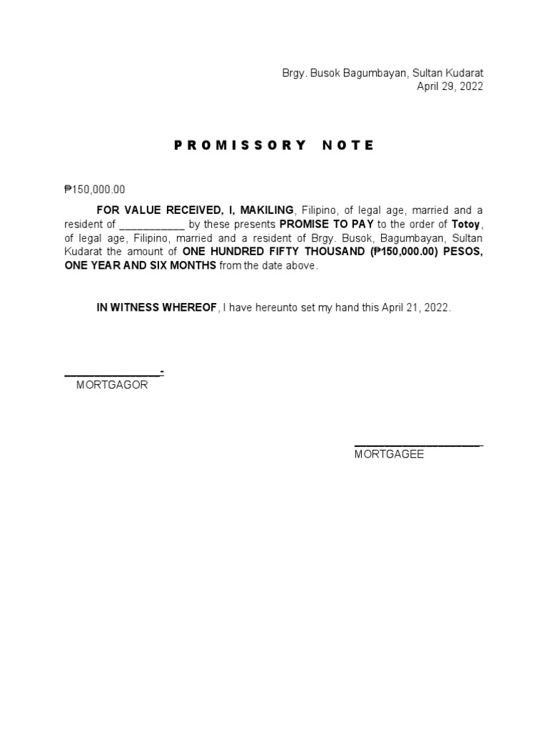 Promissory Note2 | PDF